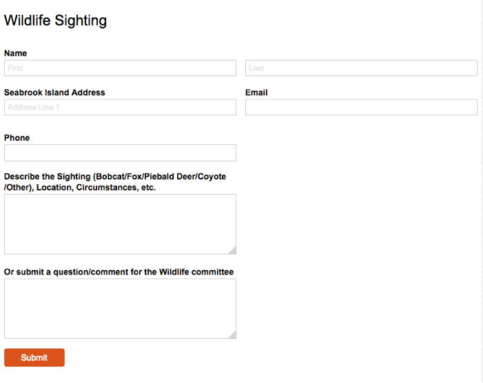 Wildlife Sighting Form – Tidelines