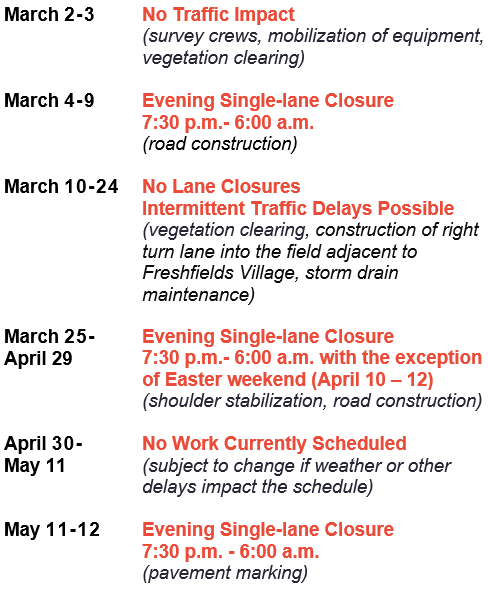 Kiawah Island Parkway Improvement Project Schedule – Traffic Impact ...