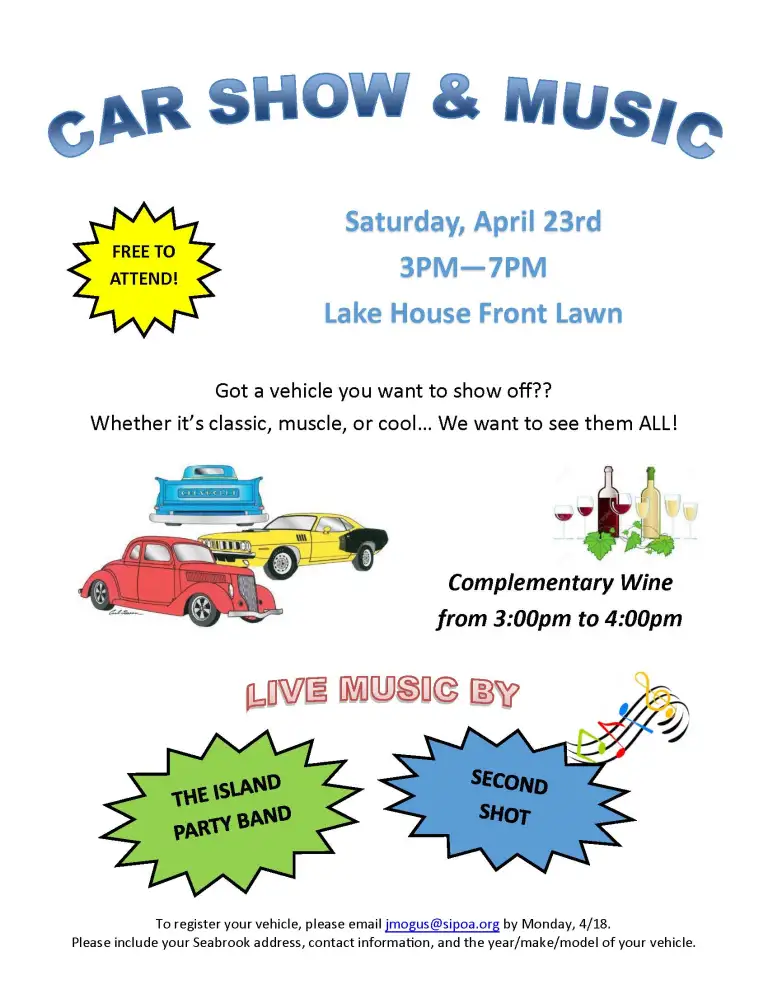 Car Show & Music At The Lake House April 23 – Tidelines