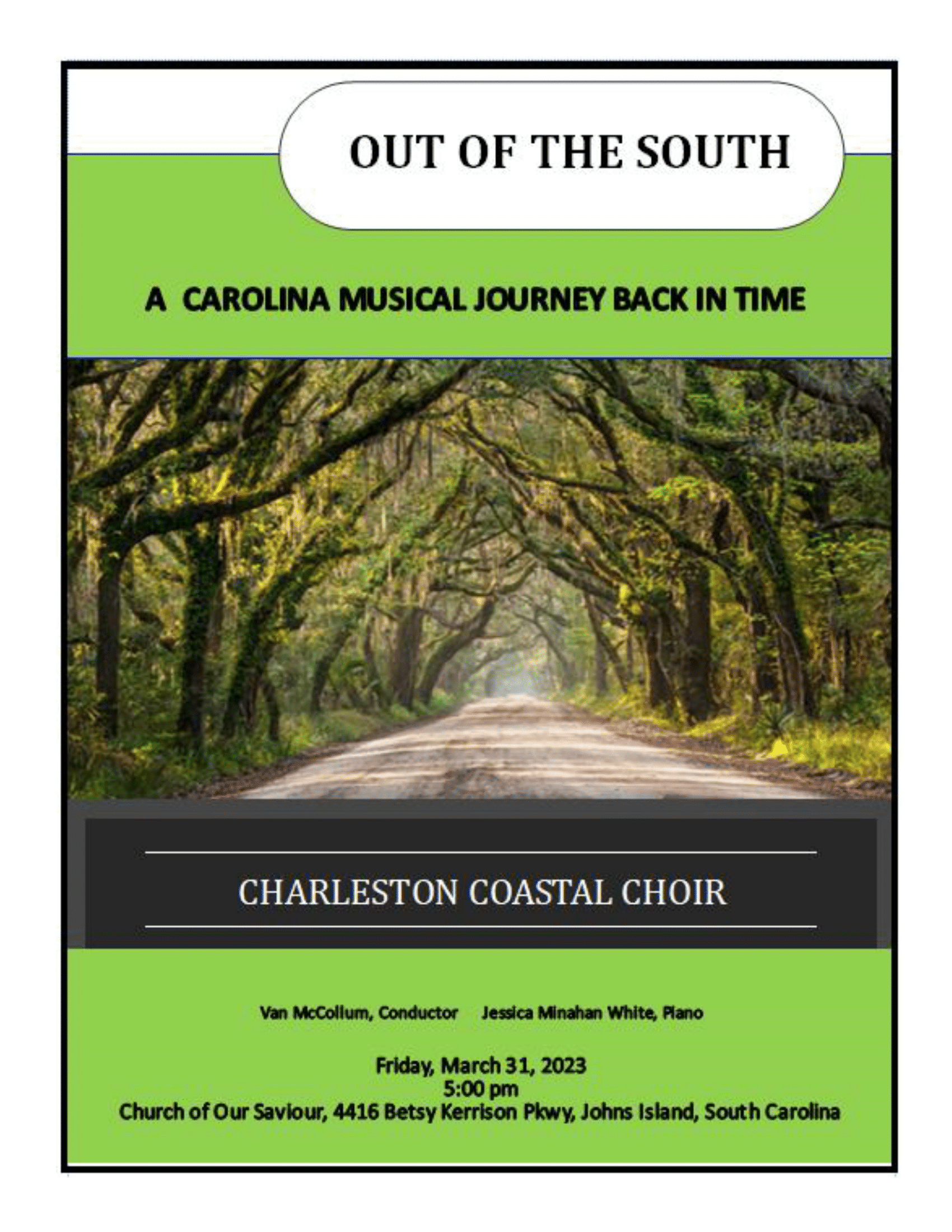 Charleston Coastal Choir Spring Concert March 31 – Tidelines