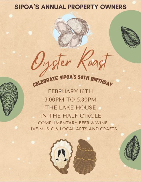 SIPOA Oyster Roast Friday, Feb 16 – Tidelines